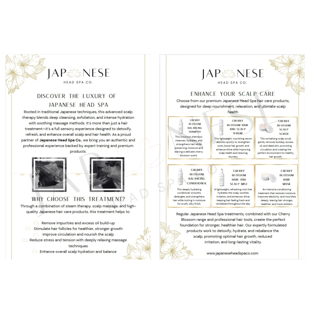 Japanese Head Spa Information Leaflet - Japanese Head Spa CA