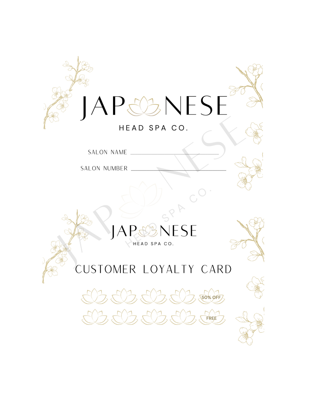 Japanese Head Spa Customer Loyalty Cards - 25 pk - Japanese Head Spa CA